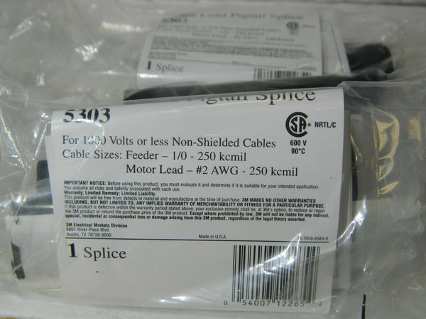 3M™ Motor Lead Pigtail Splice 5303 1 kV 1-Hole Lug Connection Qty 3 70 – Industryrecycles
